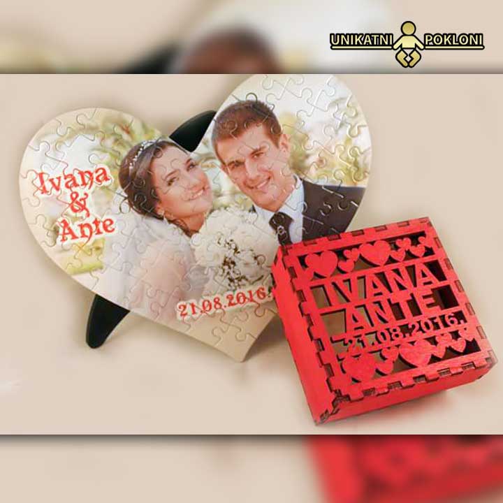 Originalni poklon za godišnjicu - Puzzle u obliku srca + kutijica